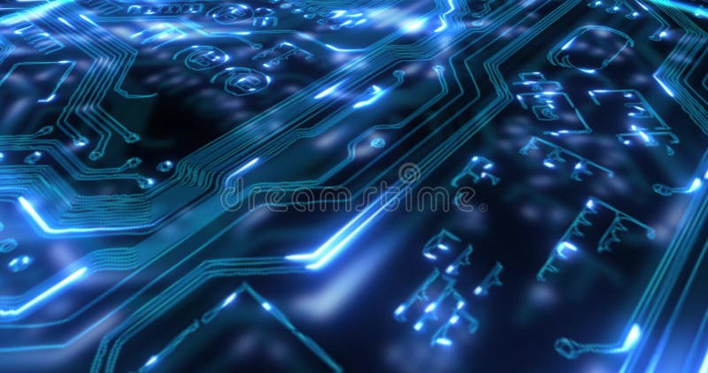 Microchip Digital Server And Hologram Of Circuit Board For Programming Coding And Information