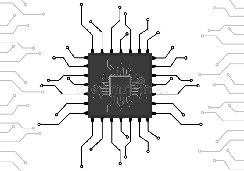 Circuit Board With A Microprocessor For A Computer Scheme Vector