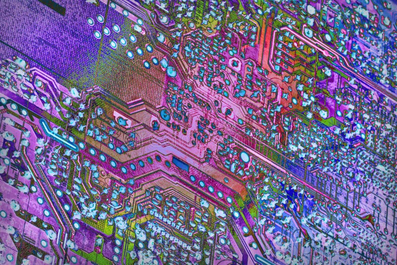 Computer Motherboard Circuit Detail Multicolored Semi Abstract ...