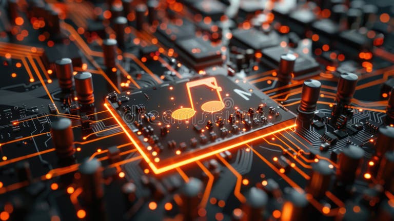 Circuit Board with Musical Note Stock Image - Image of equipment, beats ...
