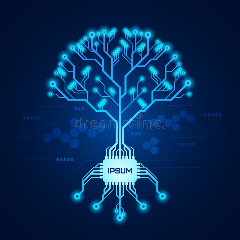 Circuit Board Pattern in Form of a Tree Stock Illustration ...