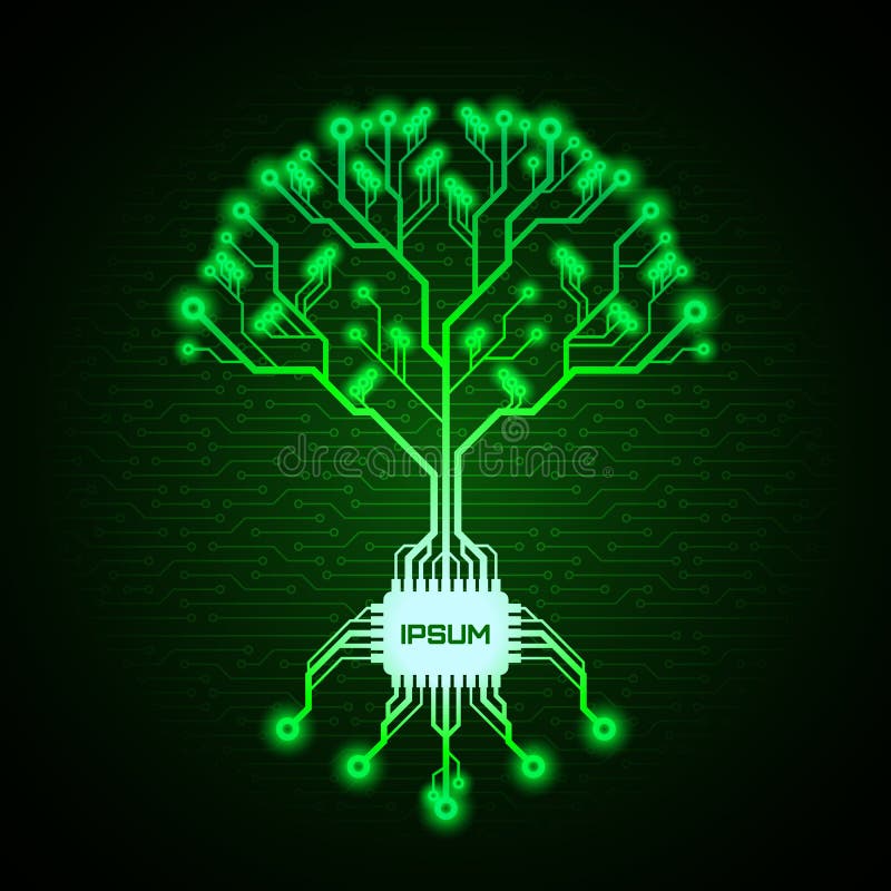 Circuit Board Pattern in Form of a Tree Stock Illustration ...