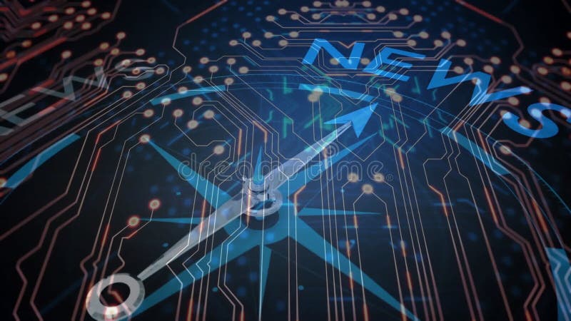 Circuit Board Pattern with NEWS Text and Arrow Animation Overlay Stock ...
