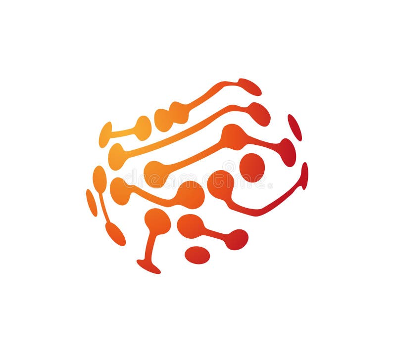 Sphere-shaped Circuit Board Pattern in Orange Stock Vector ...