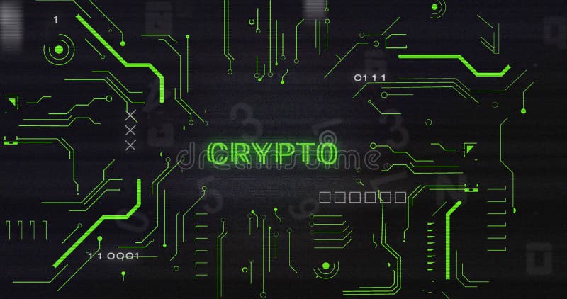 Circuit Board Patterns Surround Bold CRYPTO Text Stock Illustration ...