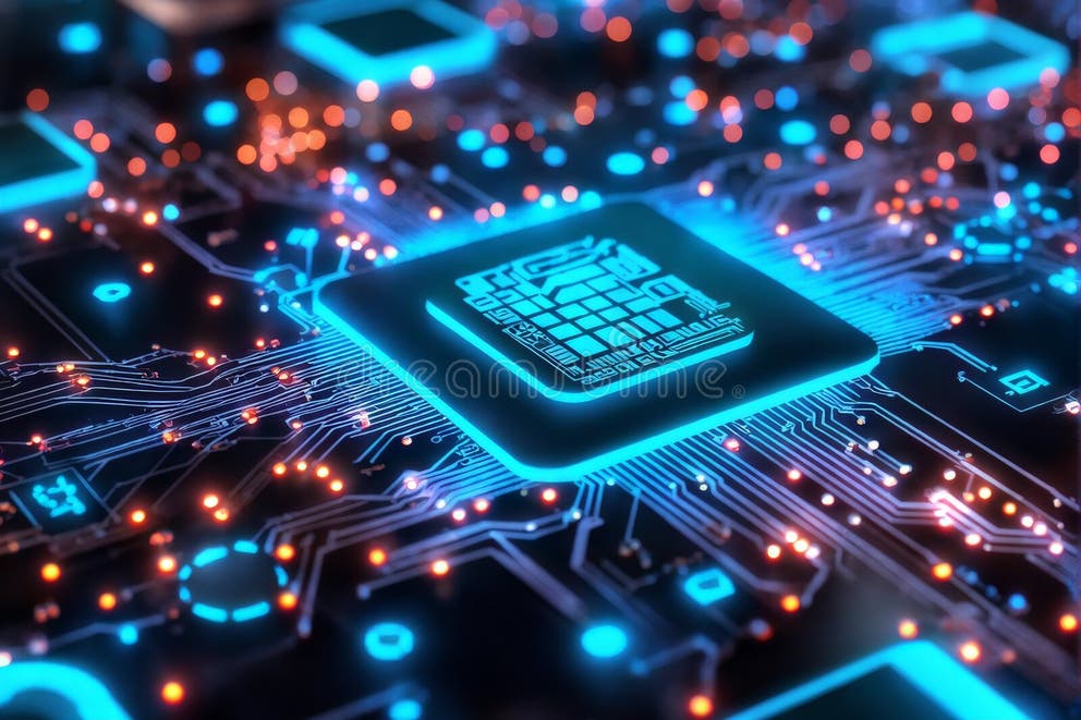 Circuit Board with Processor. Computer Board Stock Illustration ...