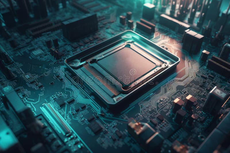 Circuit Board Processor. Generate Ai Stock Illustration - Illustration ...