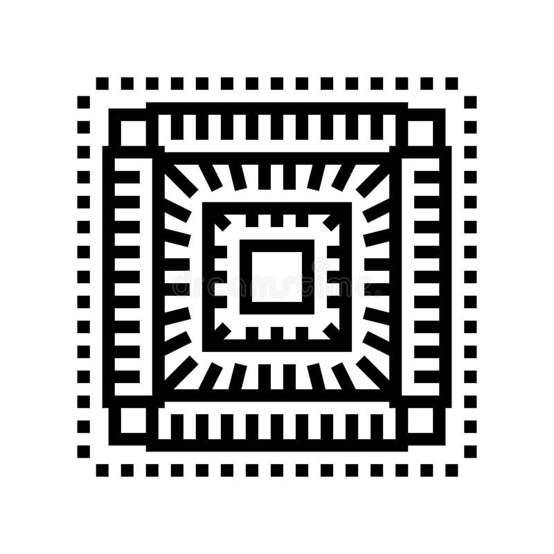 Circuit Board Quantum Computer Line Icon Vector Illustration Stock ...