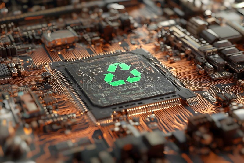 A Circuit Board with Recycling Icon As a Concept of E Waste Management ...