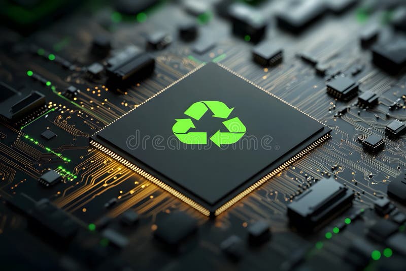 A Circuit Board with Recycling Icon As a Concept of E Waste Management ...
