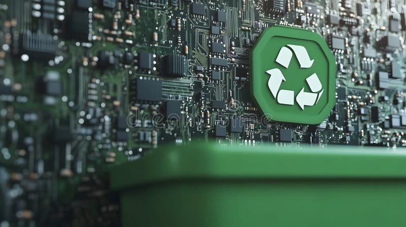 A Circuit Board with Recycling Icon As a Concept of E Waste Management ...