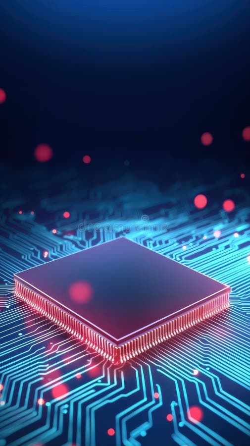 Circuit Board with Red Chip Symbolizing Defi Blue-chip Protocols and ...