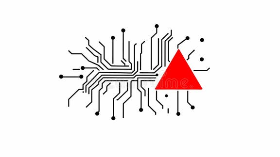 Circuit Board with Red Triangle Symbolizing Technology and Data ...