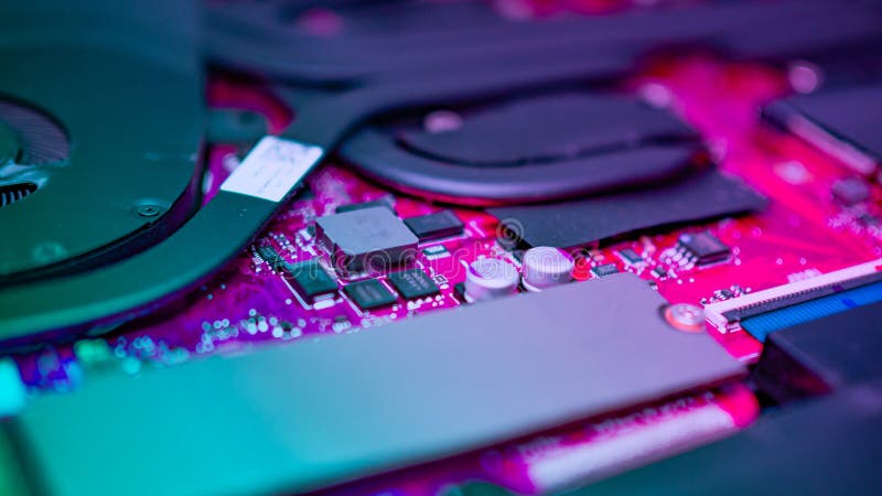 Circuit Board with Resistors Microchips and Electronic Components ...