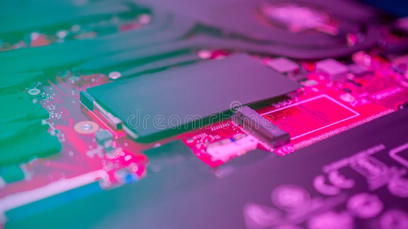 Circuit Board with Resistors Microchips and Electronic Components ...