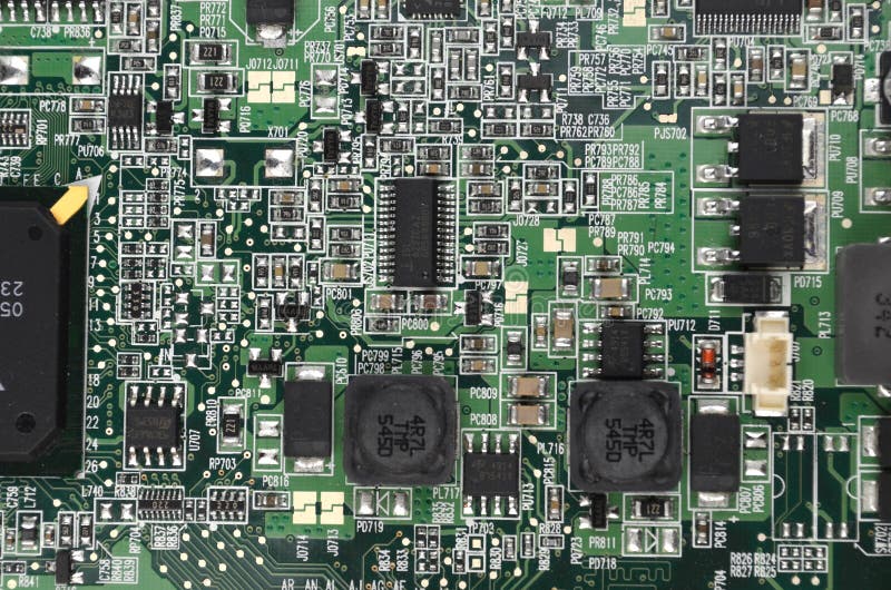 Circuit Board with Resistors and Microprocessors Stock Image - Image of ...