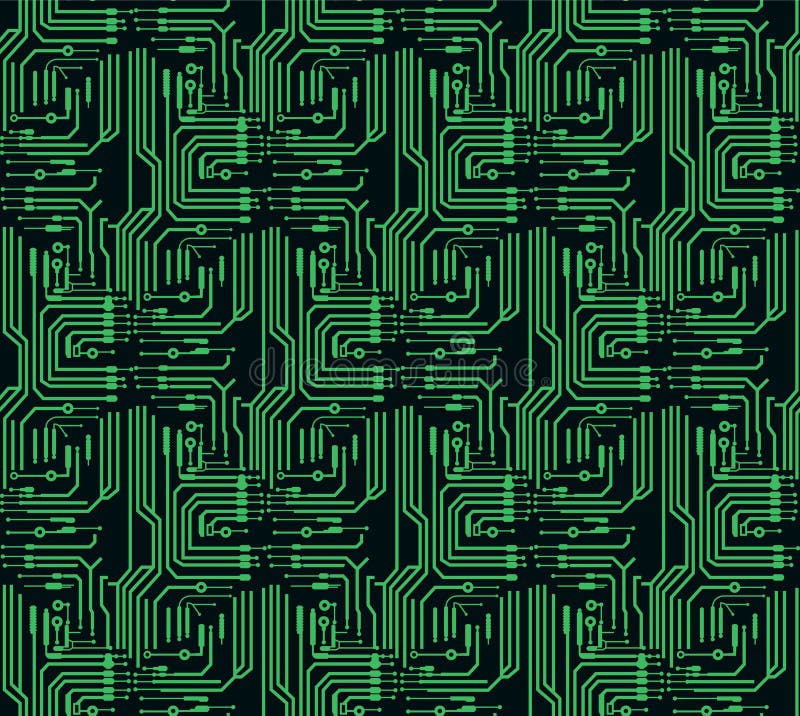 Circuit Board Seamless Pattern Green Color Backround Stock Vector ...