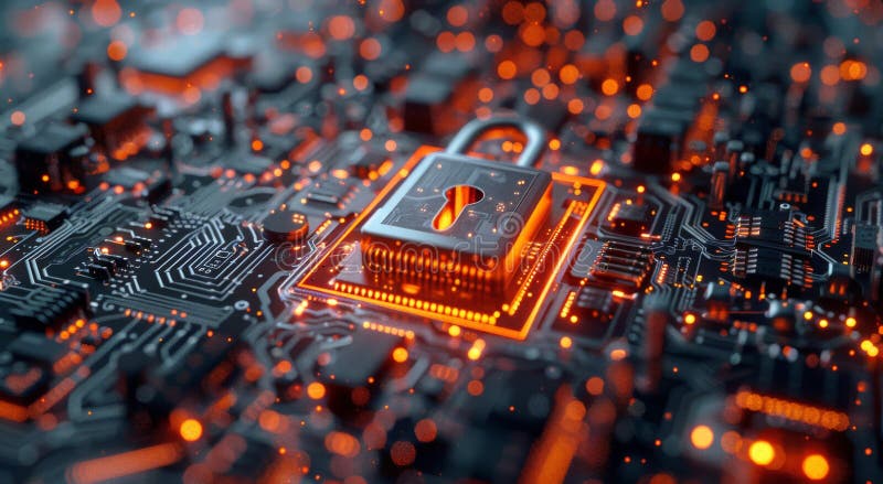 Circuit Board Secured with Lock Stock Photo - Image of safeguard ...