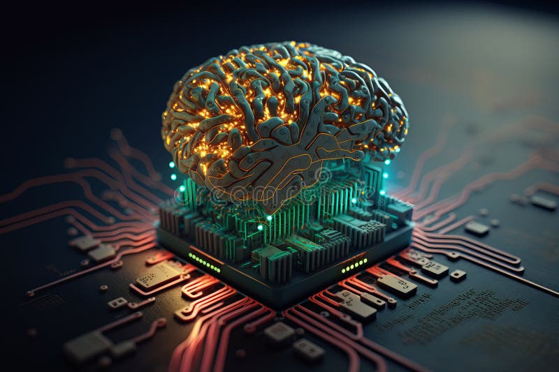 Circuit Board in Shape of Artificial Intelligence Brain, AI Machine ... Circuit Board in Shape of Artificial Intelligence Brain, AI Machine ...