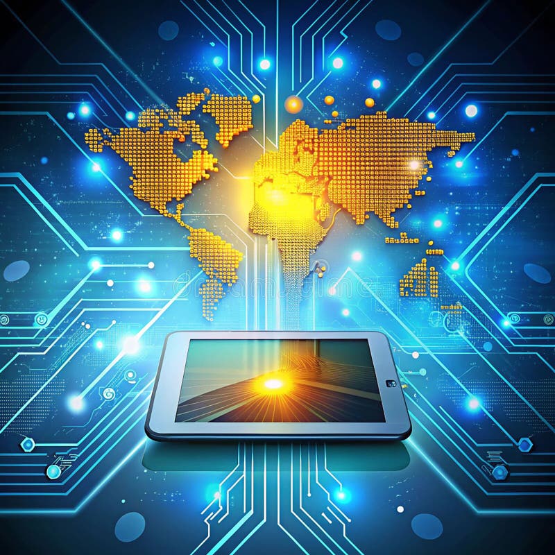 Circuit Board Shape Lines Connecting Link Structure Dark Blue Contrast ...