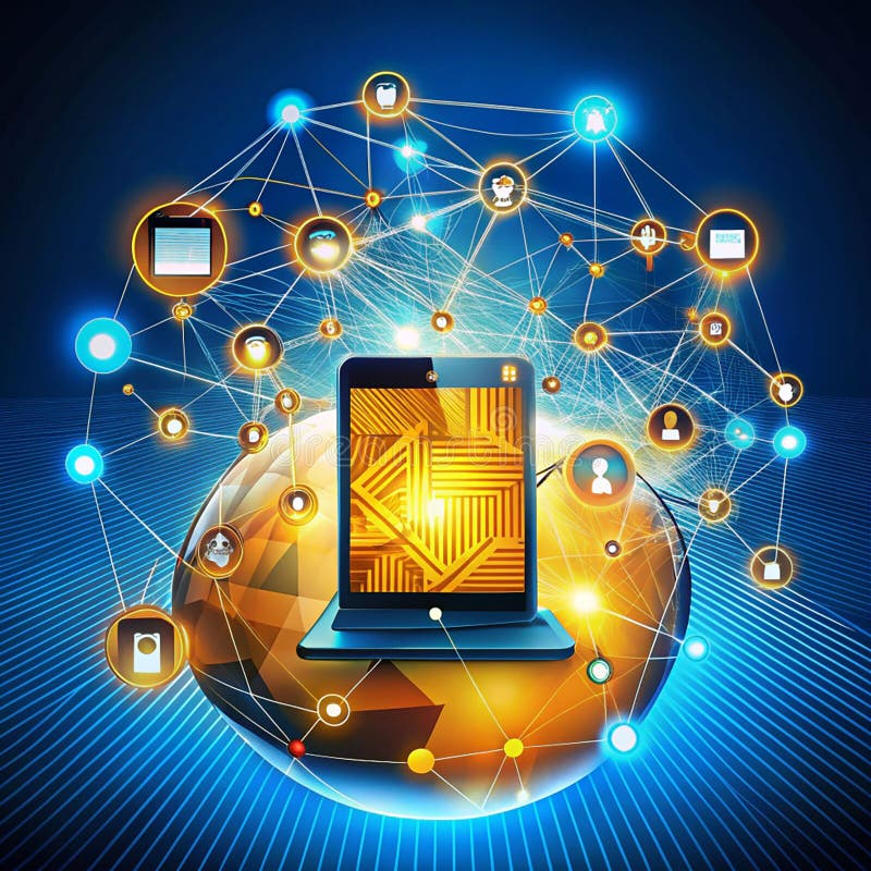 Circuit Board Shape Lines Connecting Link Structure Dark Blue Contrast ...