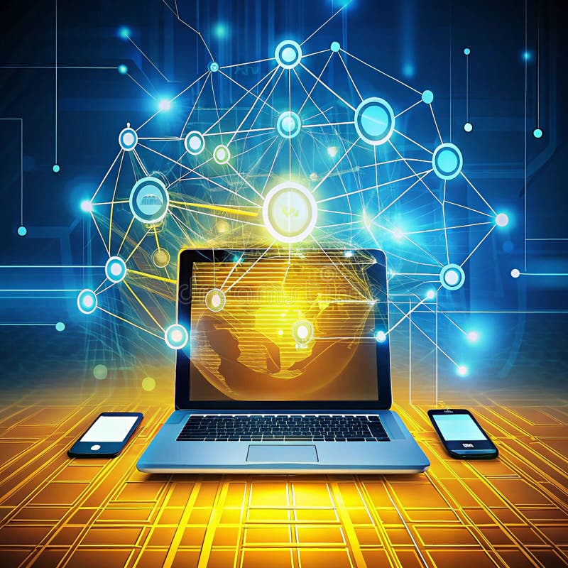 Circuit Board Shape Lines Connecting Link Structure Dark Blue Contrast ...