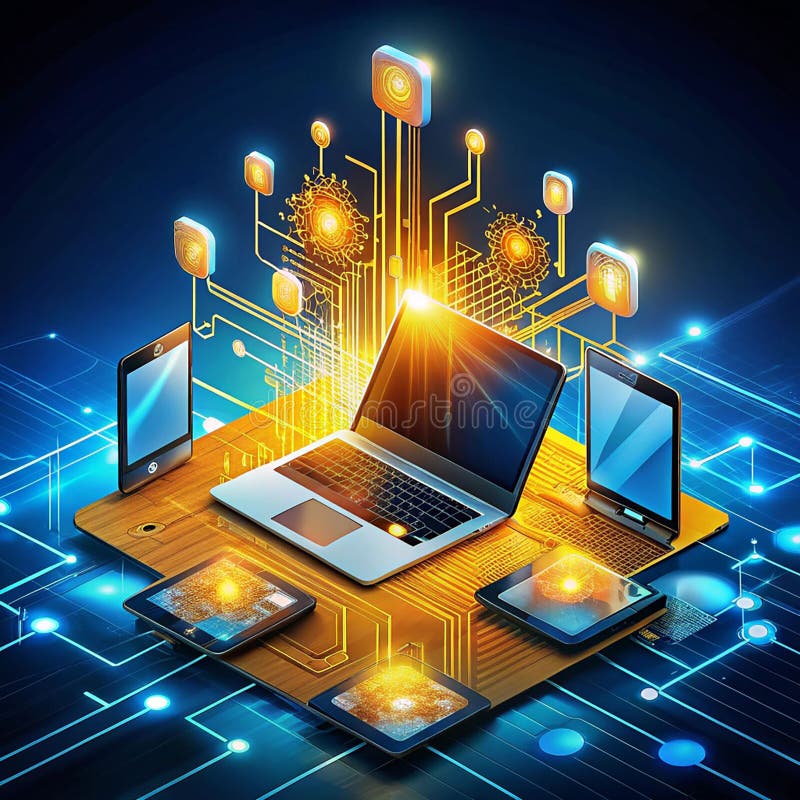 Circuit Board Shape Lines Connecting Link Structure Dark Blue Contrast ...
