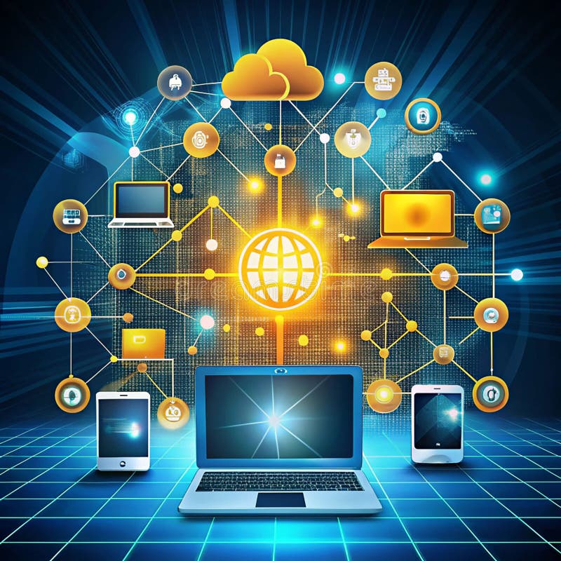 Circuit Board Shape Lines Connecting Link Structure Dark Blue Contrast ...