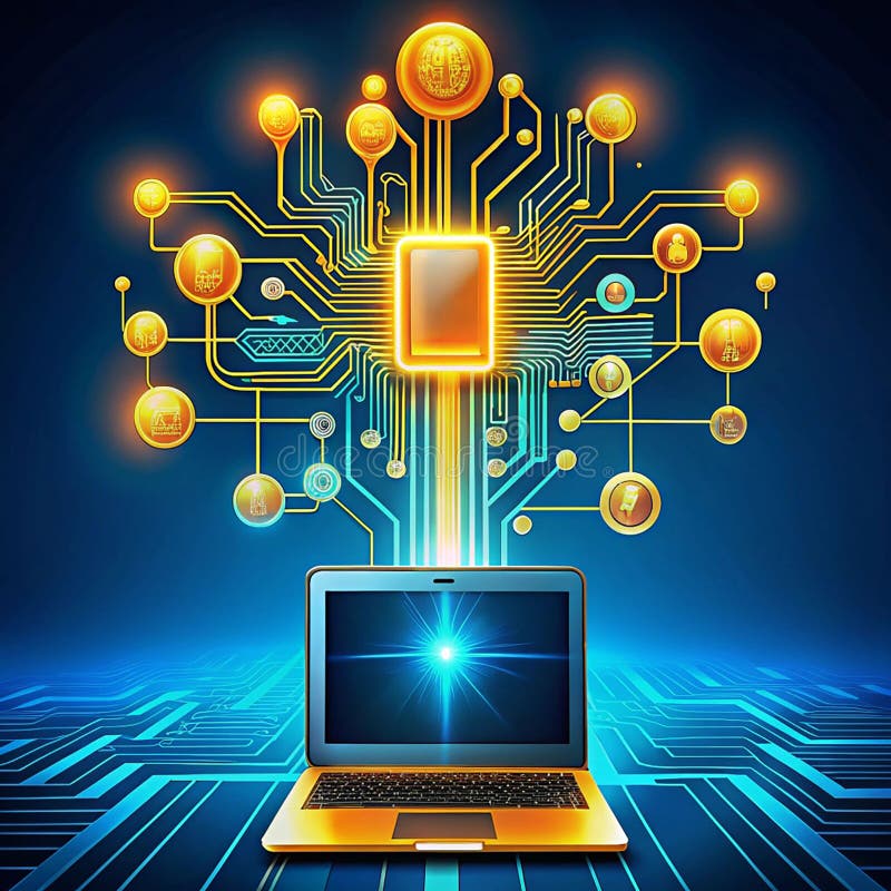 Circuit Board Shape Lines Connecting Link Structure Dark Blue Contrast ...