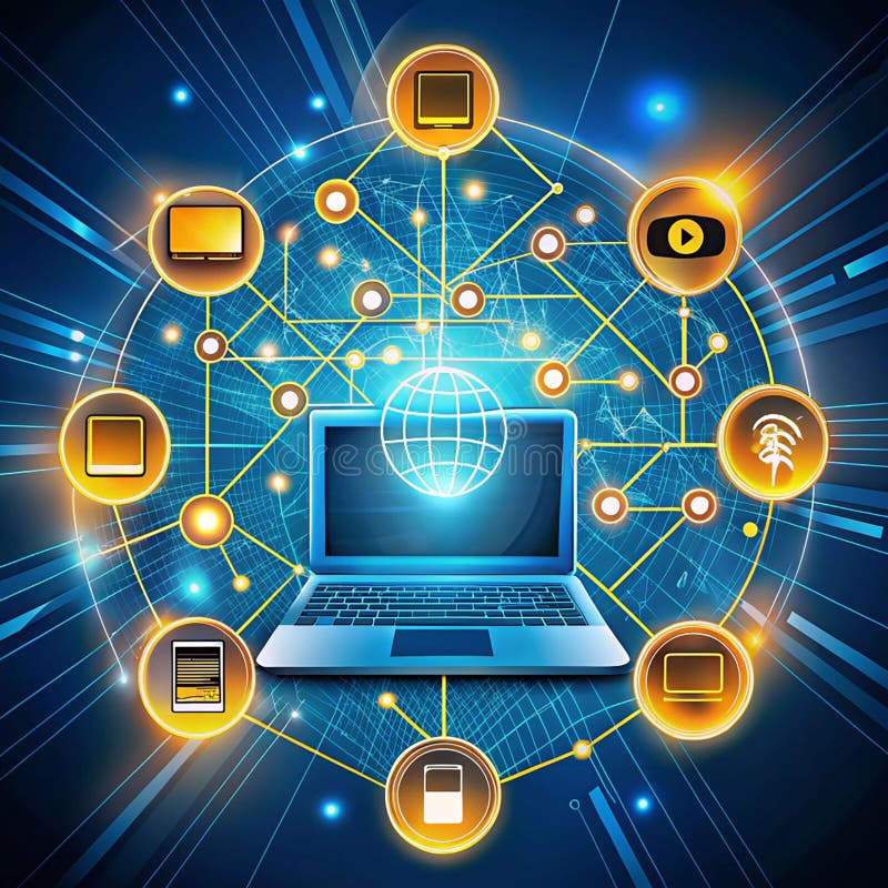 Circuit Board Shape Lines Connecting Link Structure Dark Blue Contrast ...
