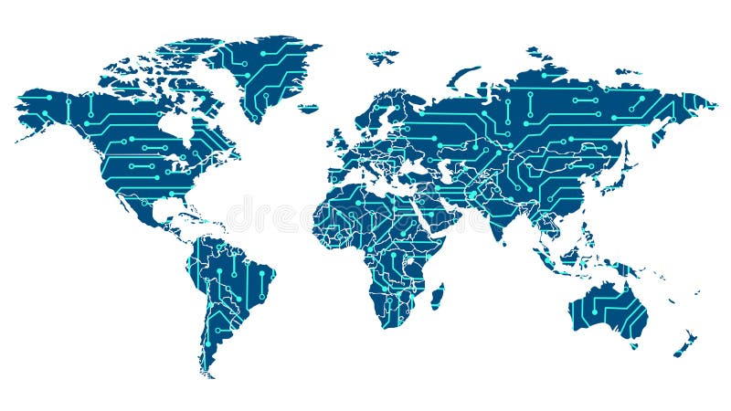 A Circuit Board in the Shape of a World Map. Vector Illustration Stock ...
