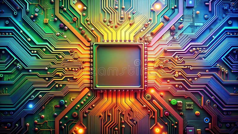 A Circuit Board Symphony a Vibrant Abstract Representation of Computer ...