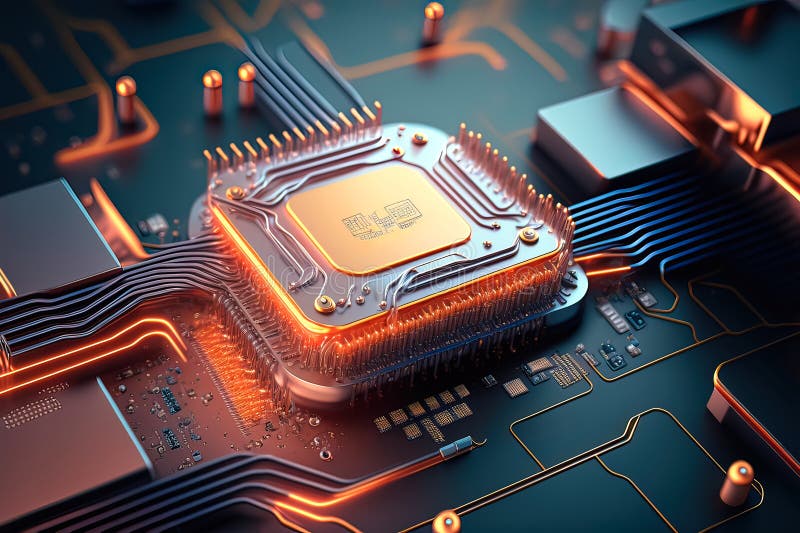 Abstract Circuit Board Futuristic Technology Processing Background. Generative AI Stock ...