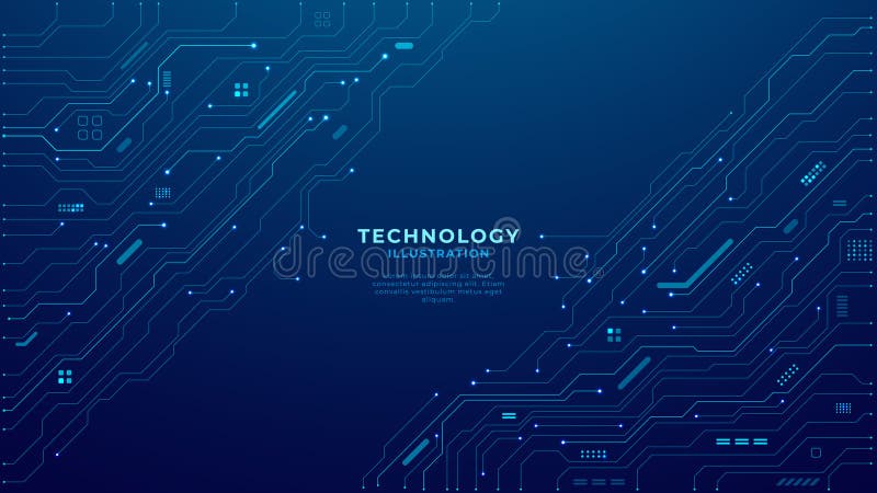 Circuit Board on Technology Blue Background. Abstract Digital Tech Bg ...