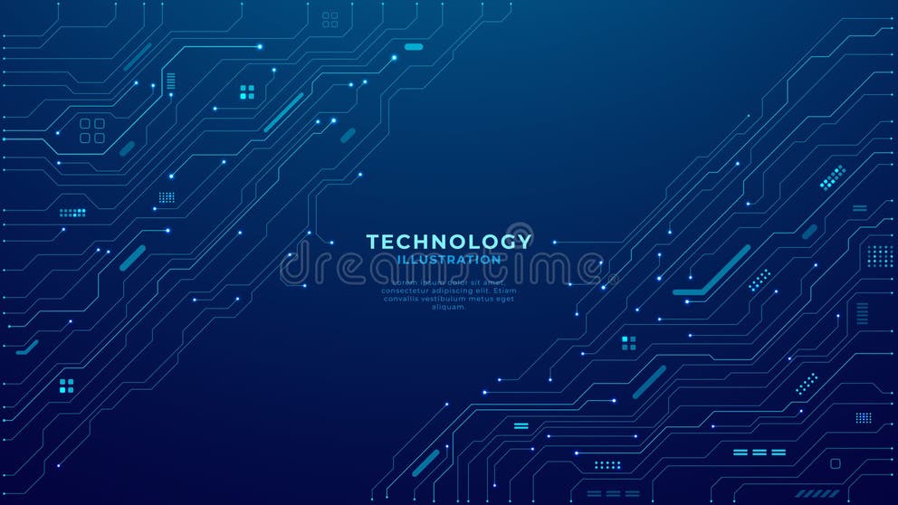 Circuit Board on Technology Blue Background. Abstract Digital Tech Bg ...