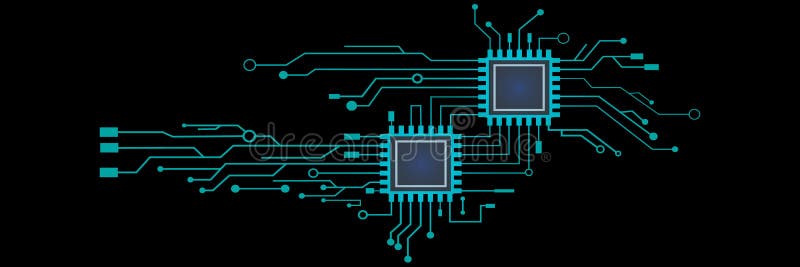 Circuit Board Technology CPU Microprocessor Interface Connection Vector ...