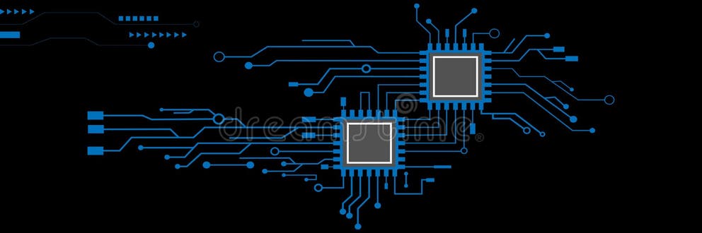 Circuit Board Technology CPU Microprocessor Interface Connection Vector Background. Stock ...