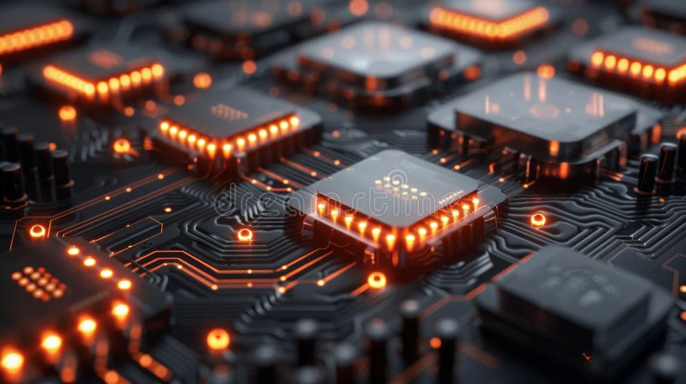 Circuit Board Technology: High Tech Microchip, Artificial Intelligence, Neural Network ...