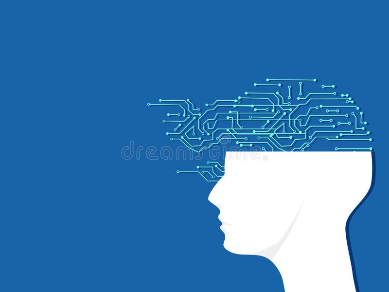 Circuit Board Technology in the Human Head. Connection Concept Stock ...