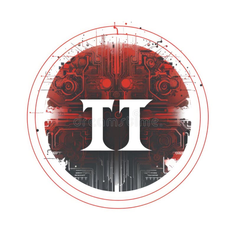 Technological Pi Symbol Design on White Stock Illustration ...