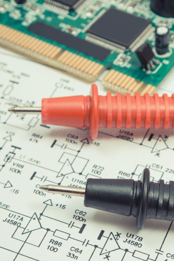 Circuit Board with Transistors, Resistors, Capacitor. Diagram of ...