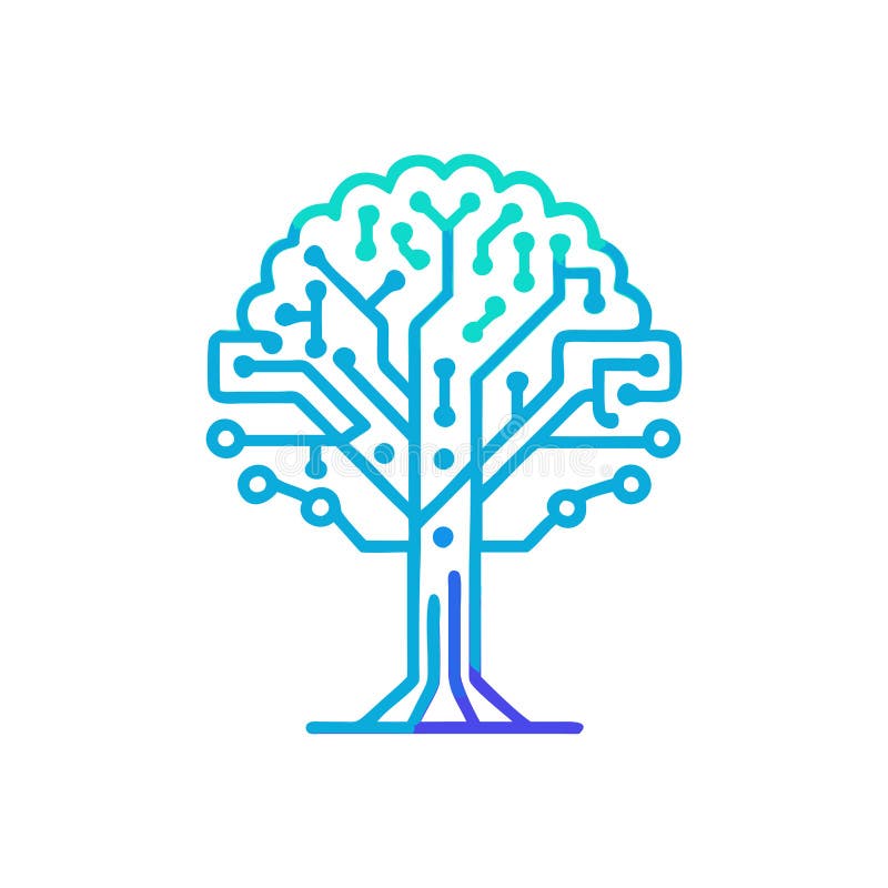 Circuit Board Tree: Digital Technology and Innovation Symbol in Black ...