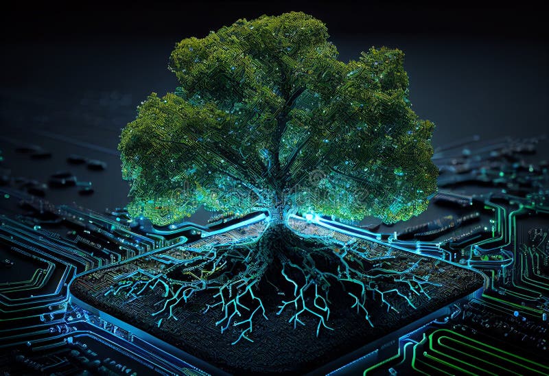 Circuit Board on the Tree in Night Circuit Board on the Tree Circuit ...