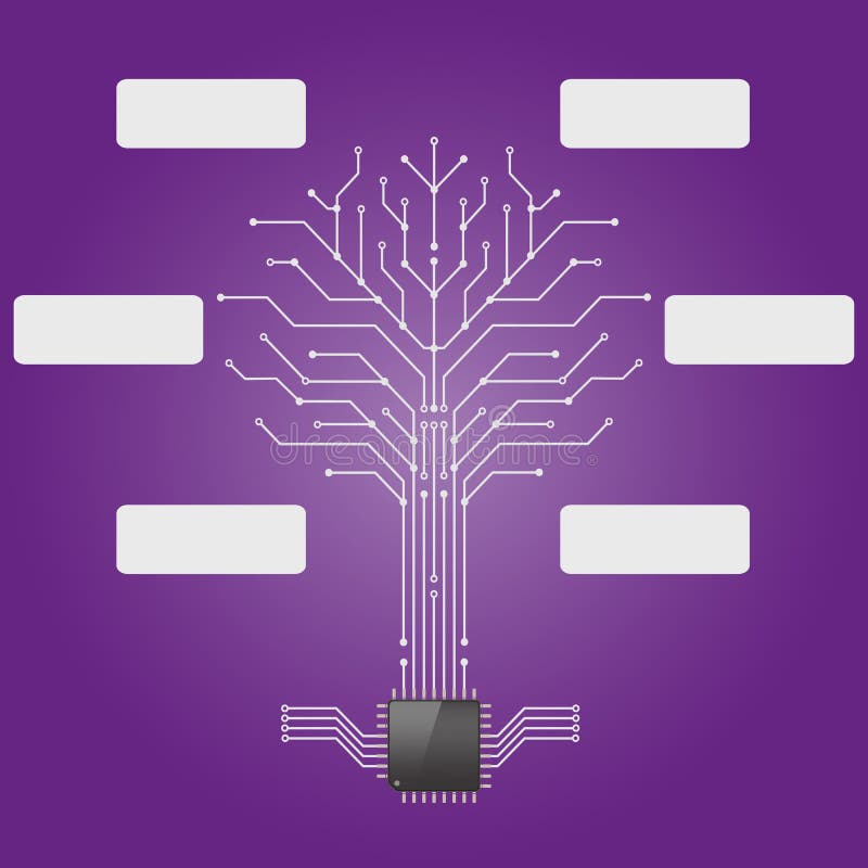 Circuit Board Tree on Purple Background,infographics Stock Vector ...
