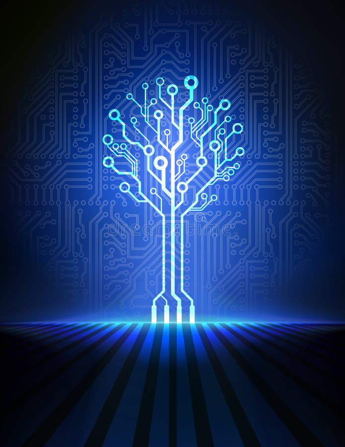Vector Circuit Board Electronic Tree Stock Vector - Illustration of ...