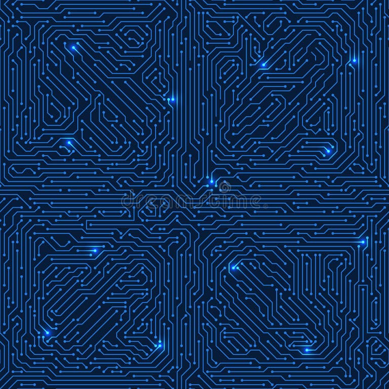 Circuit Board Vector Seamless Texture. Sci Fi Electronic Background ...