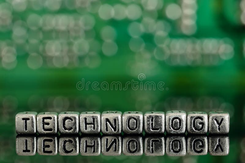 The Word Technology, Text Made with Dice on Yellow Background Stock ...