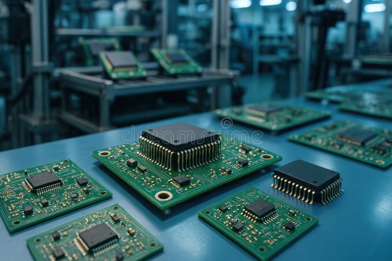 Circuit Boards and Microchips Assembled in a Technology Manufacturing ...