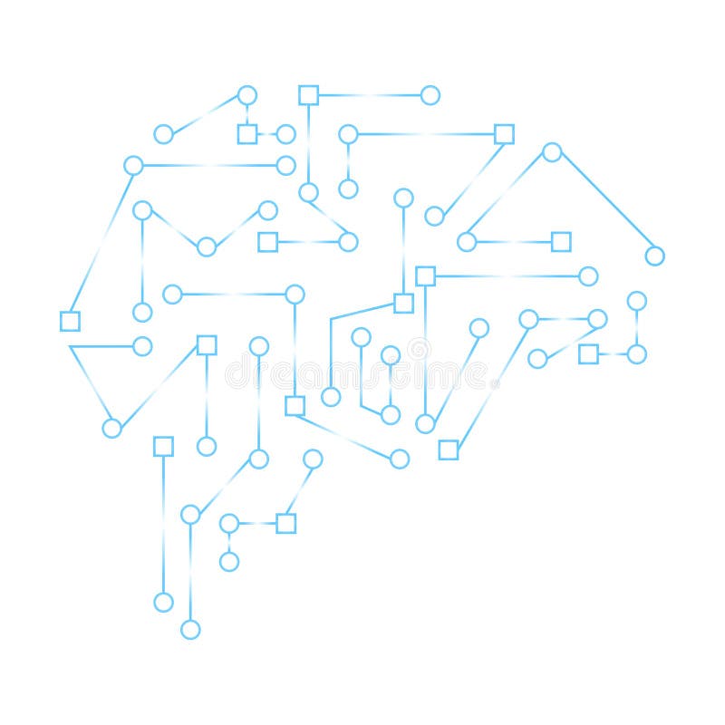 Blue Gradient Electronic Circuit Board in Brain Shape Vector ...
