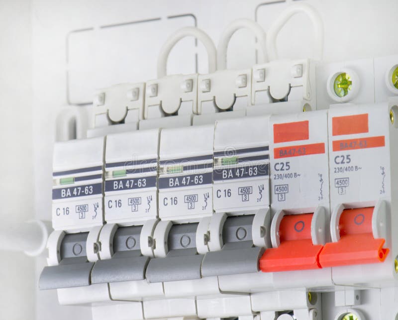 Electricity Breakers On An Old UK Household Fuse Box Stock Image ...